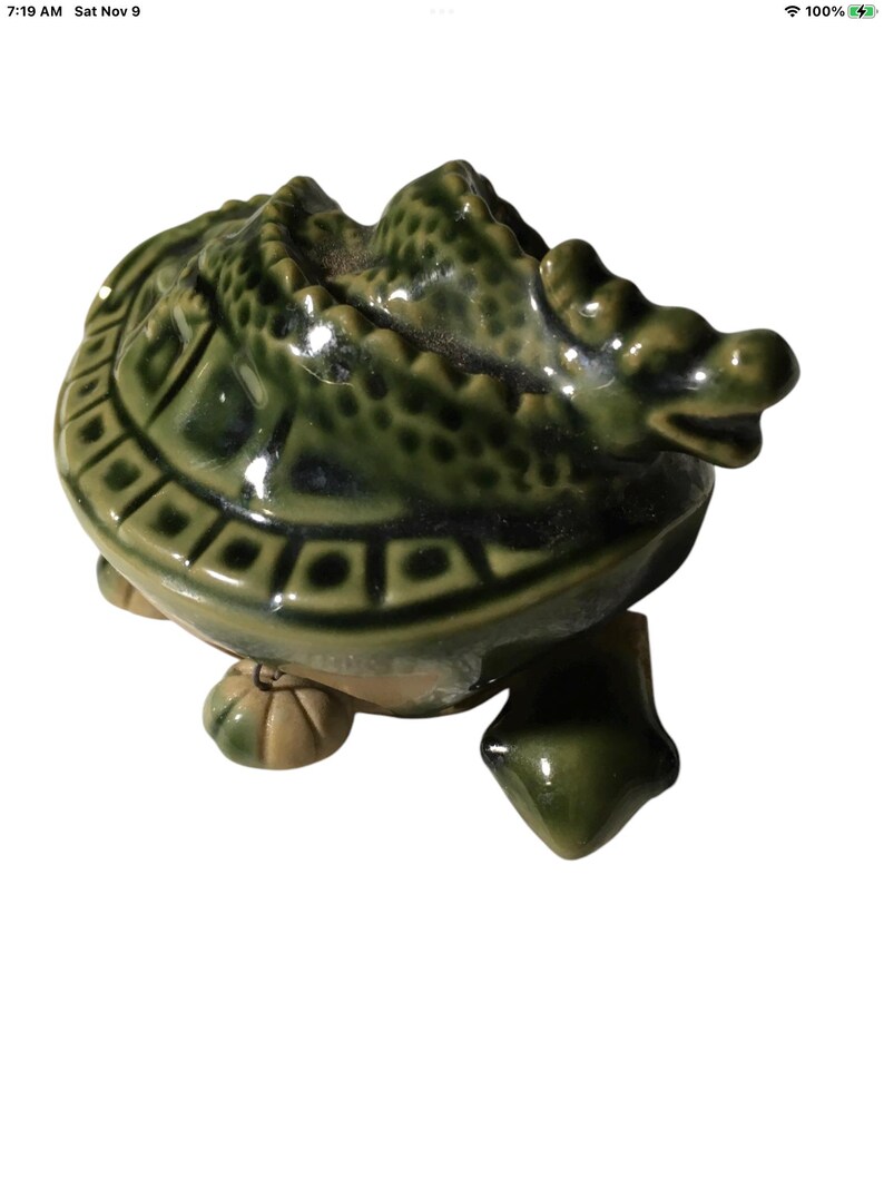 Vintage Bobble Head Turtle With Alligator on Its Back. Ceramic Turtle ...