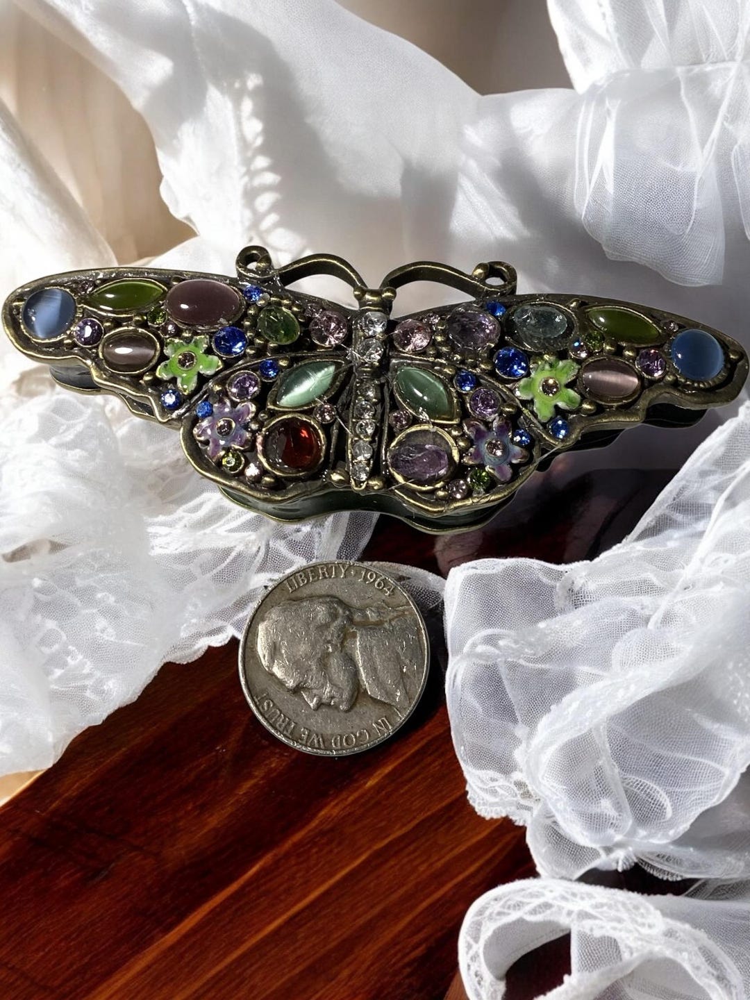 Vintage Butterfly Brooch/trinket Box. Butterfly Jewelry, Butterfly Pill ...