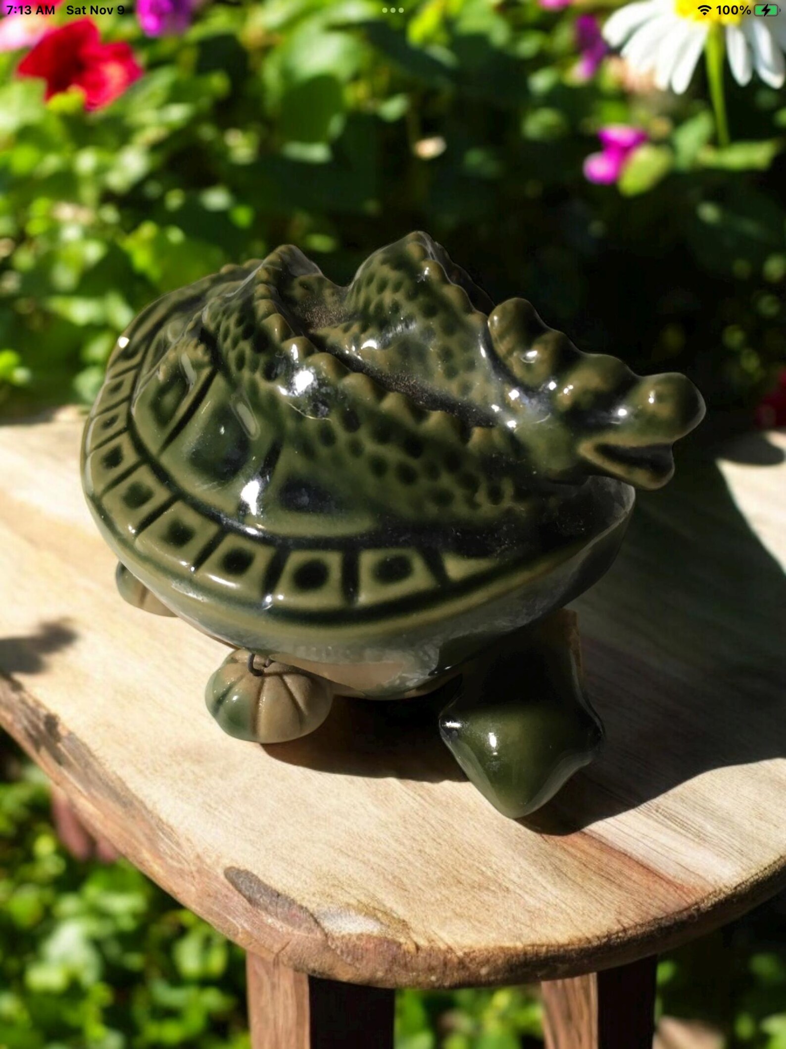 Vintage Bobble Head Turtle With Alligator on Its Back. Ceramic Turtle ...