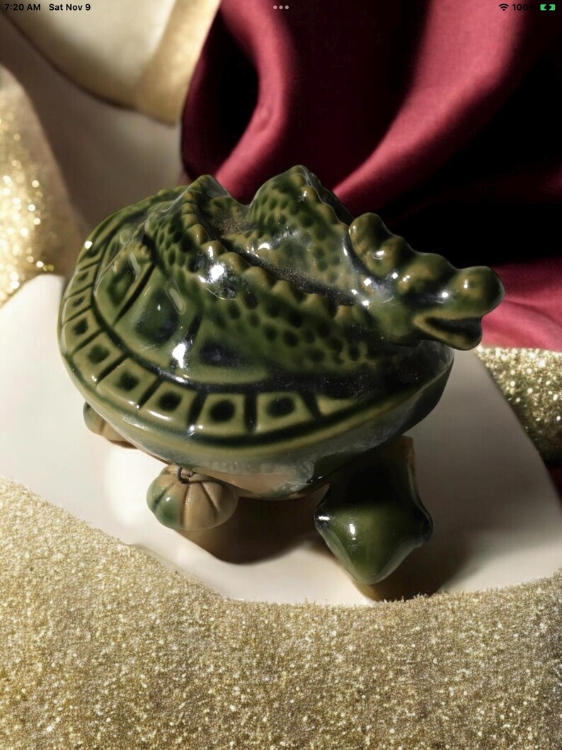 Vintage Bobble Head Turtle With Alligator on Its Back. Ceramic Turtle ...