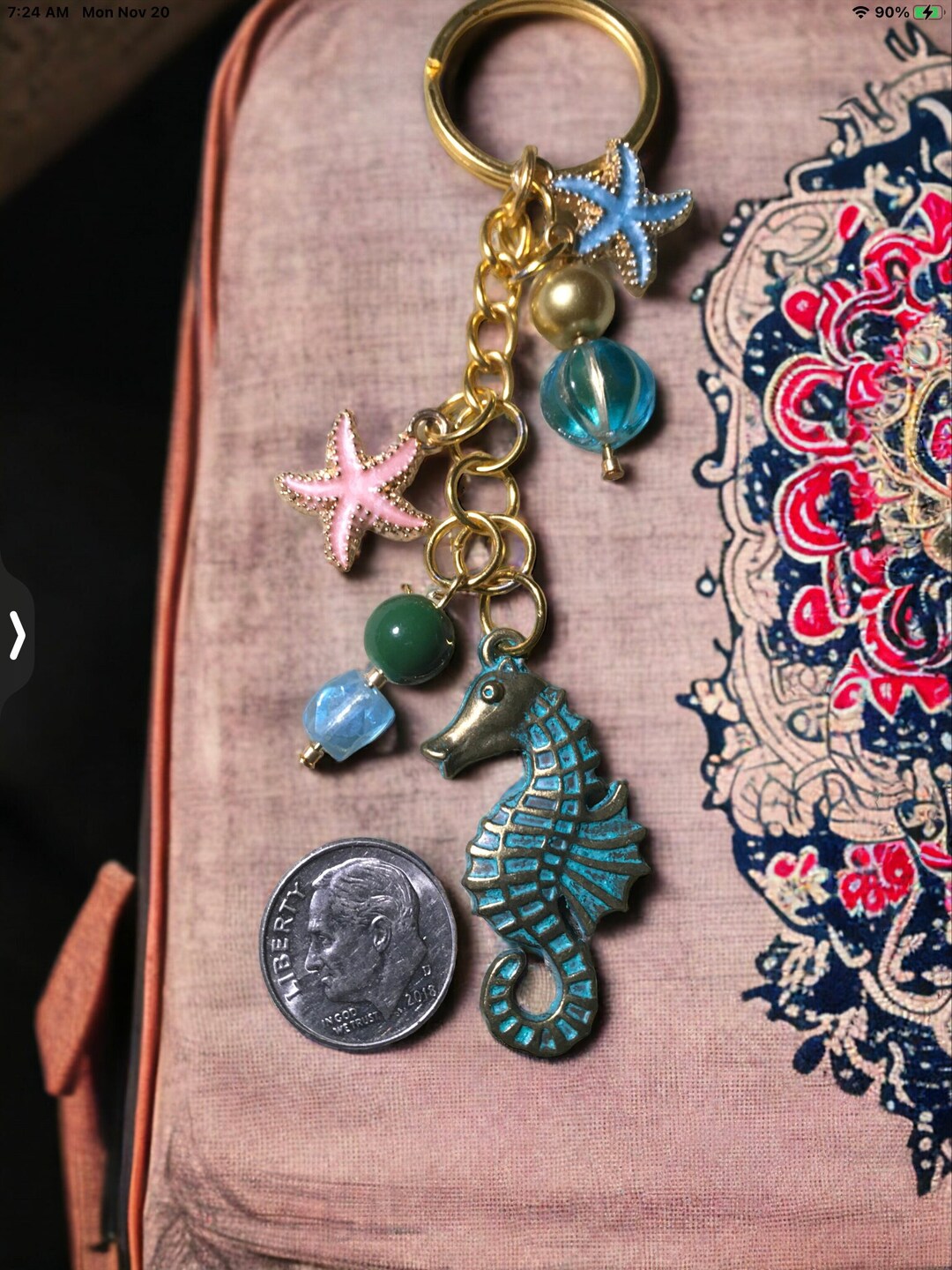 Seahorse Keychain, Starfish Keychain, Large Seahorse, Seahorse Jewelry ...