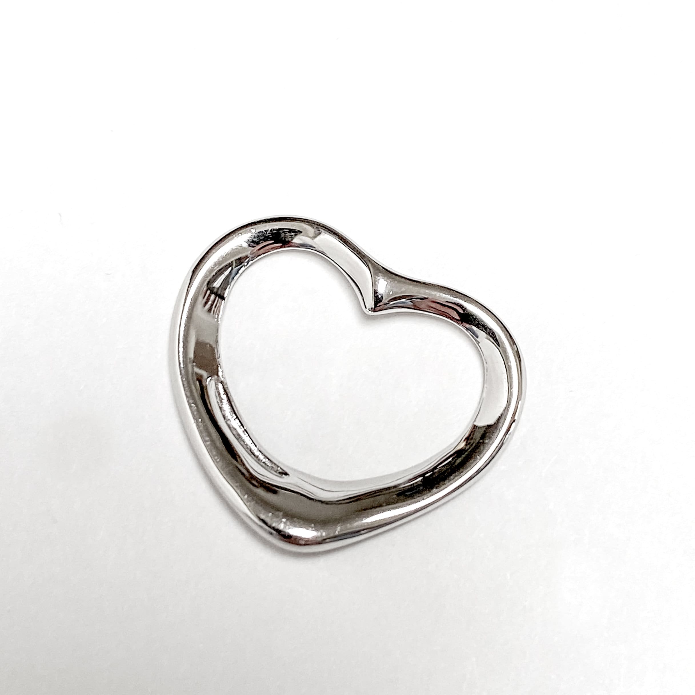 Sterling Silver Floating Heart Pendant Necklace • High Polished Curved ...