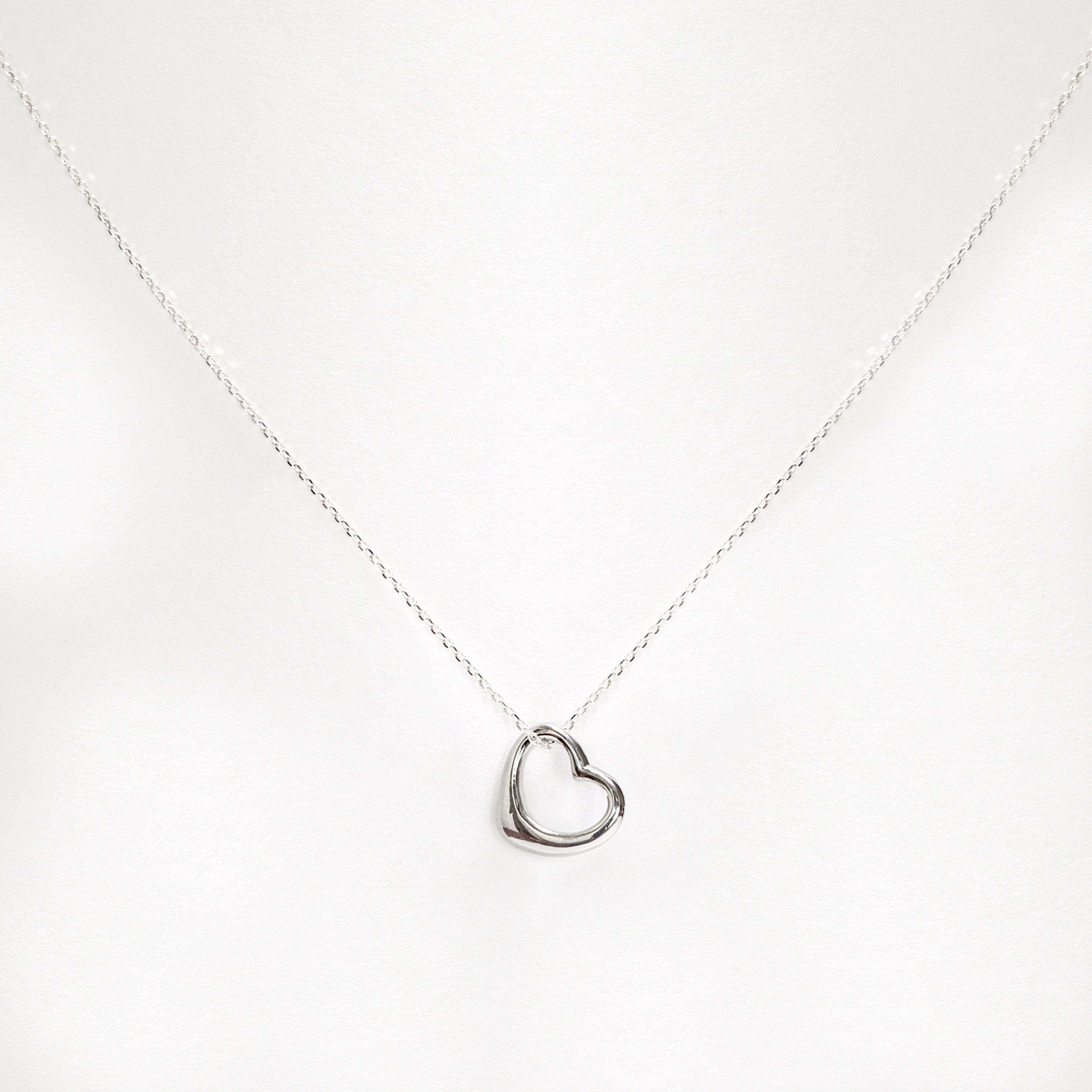Sterling Silver Floating Heart Pendant Necklace • High Polished Curved ...
