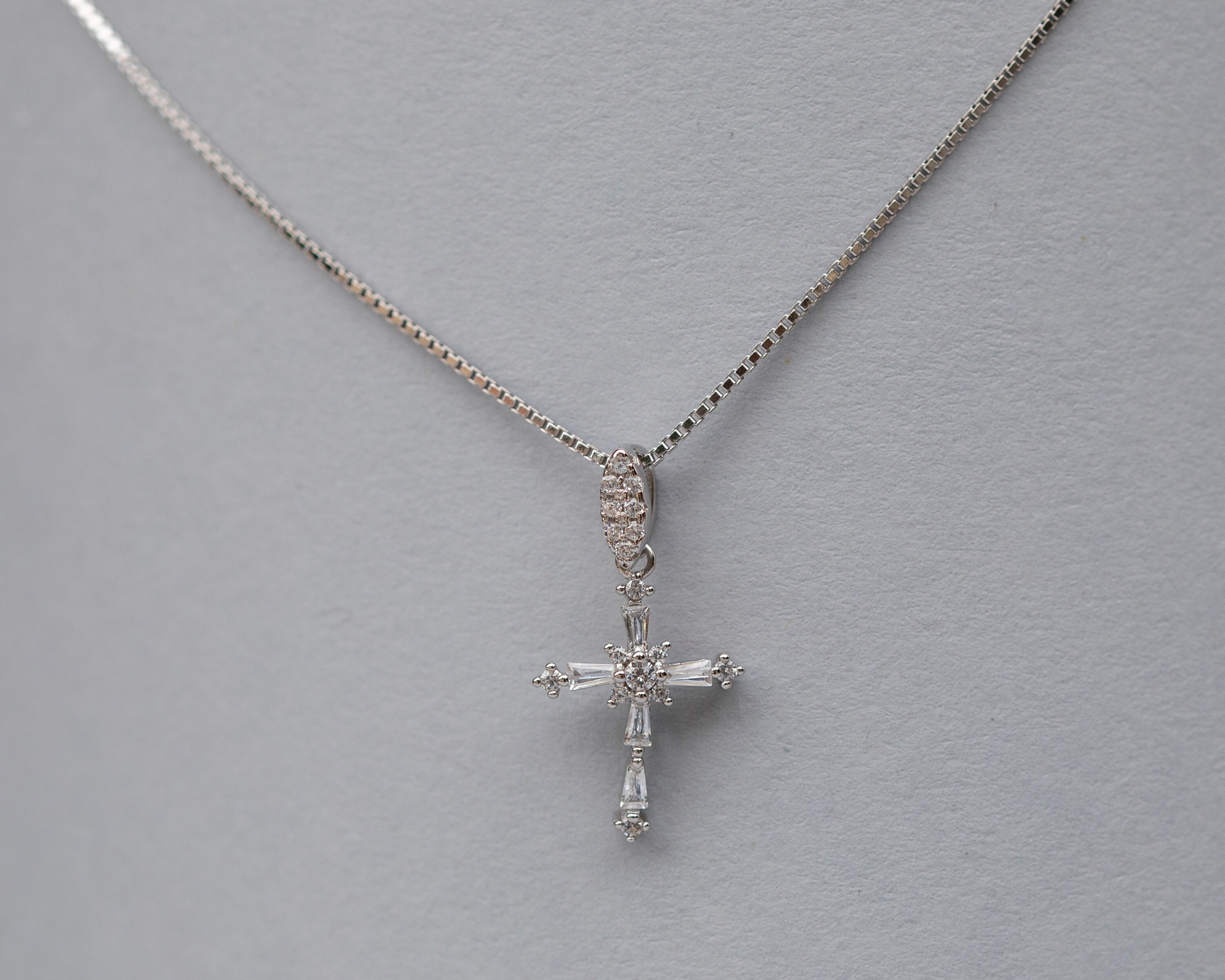 Rhodium Cross Necklace • Easter Gift • Communion Gift • Christening ...