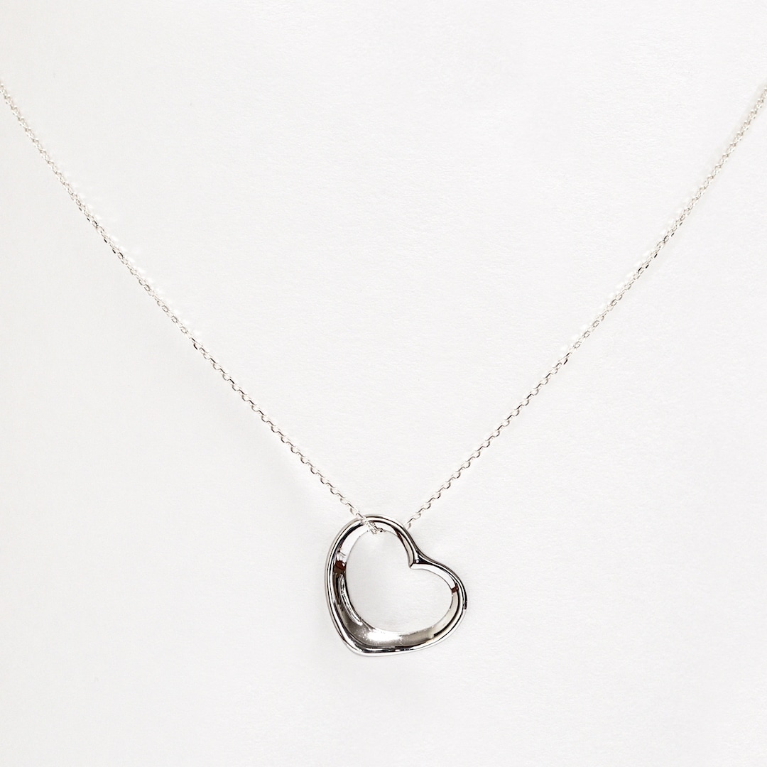 Sterling Silver Floating Heart Pendant Necklace • High Polished Curved ...