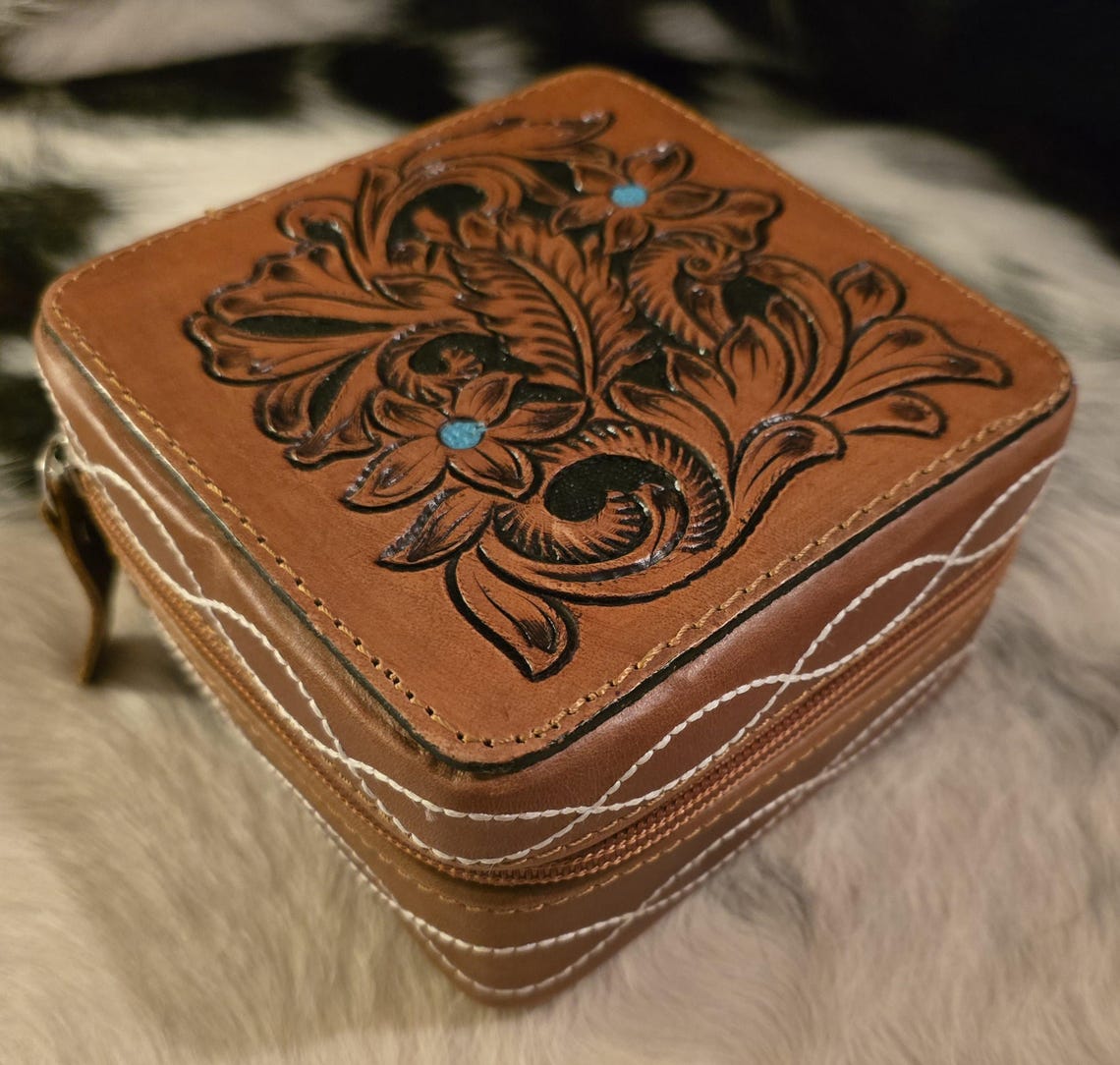 Jewelry Case, Beautiful Tooled Leather - Etsy