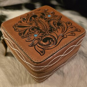 Jewelry Case, Beautiful Tooled Leather - Etsy