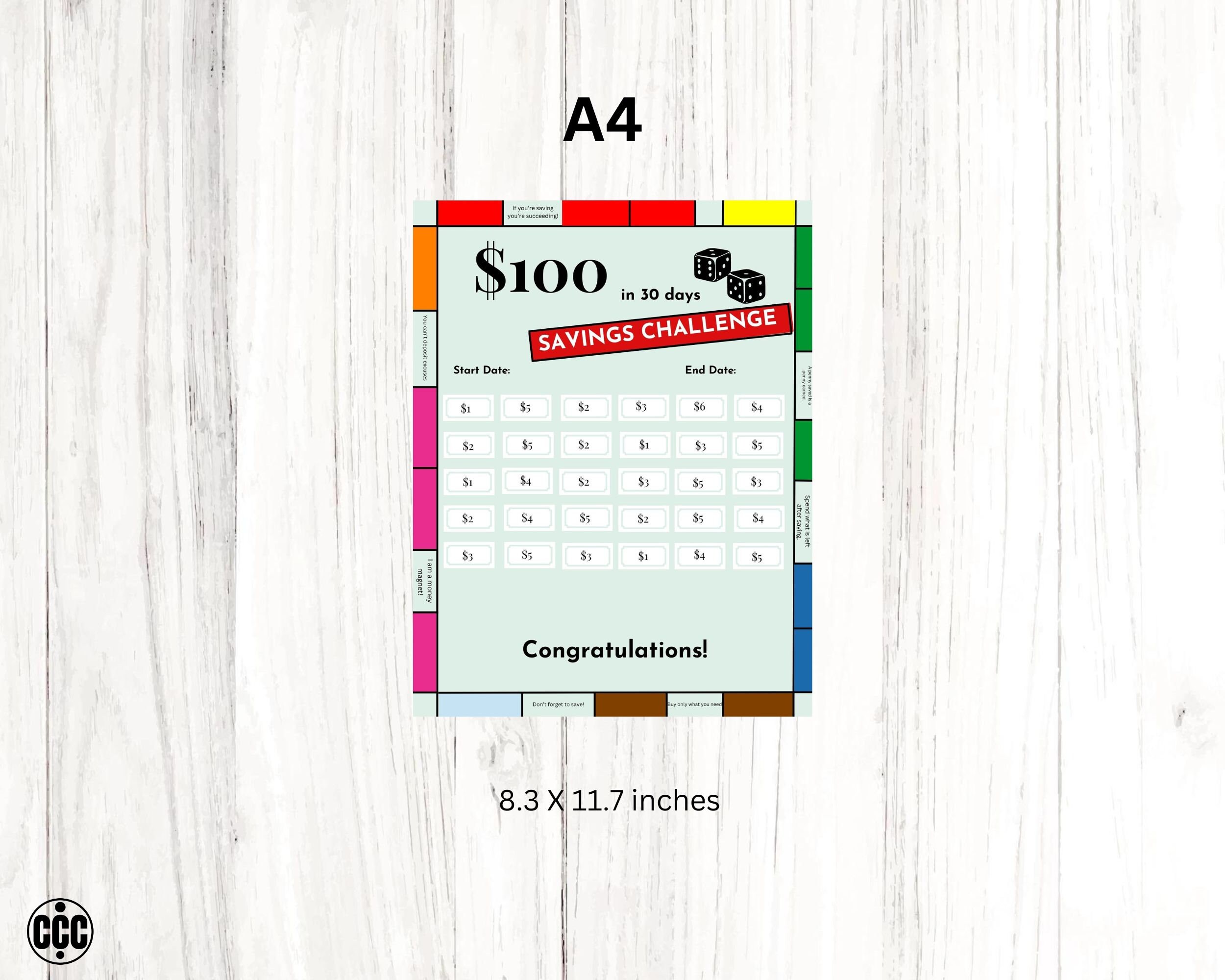 Printable Save 100 Dollars in 30 Days Saving Tracker, Make Saving Money ...