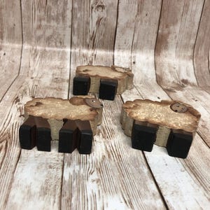 Vintage Set of 3 Hand Painted Wood Sheep Figurines - Etsy