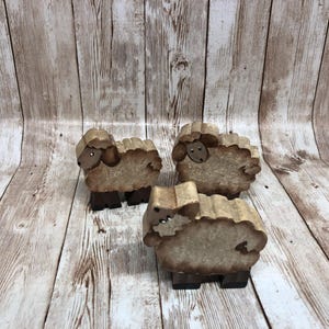 Vintage Set of 3 Hand Painted Wood Sheep Figurines - Etsy