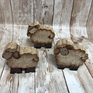 Vintage Set of 3 Hand Painted Wood Sheep Figurines - Etsy