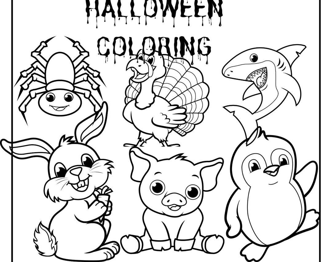 Printable Halloween Animal Coloring Pages Digital Download 6 Spooky ...