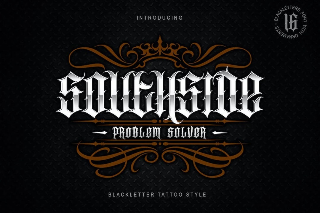 Southside Tattoo Font With Unique Ornaments, Custom Tattoos, Logo ...