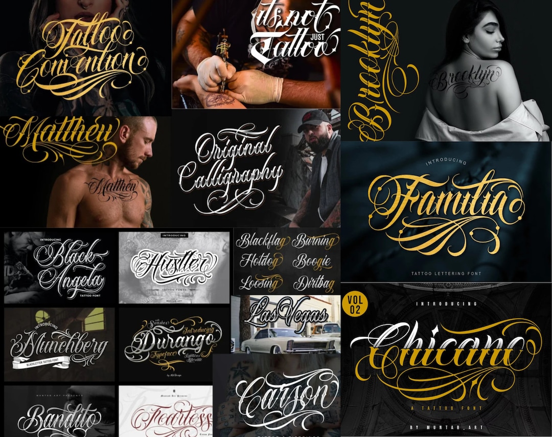 Tattoo Font Bundle | 26 Blackletter & Script Typefaces - Etsy
