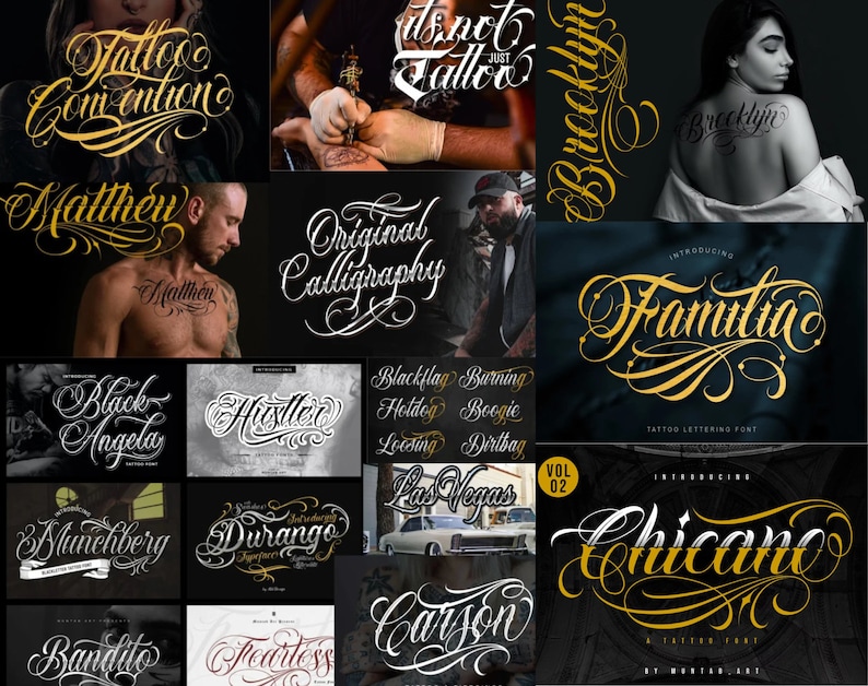 Tattoo Font Bundle | 26 Blackletter & Script Typefaces - Etsy