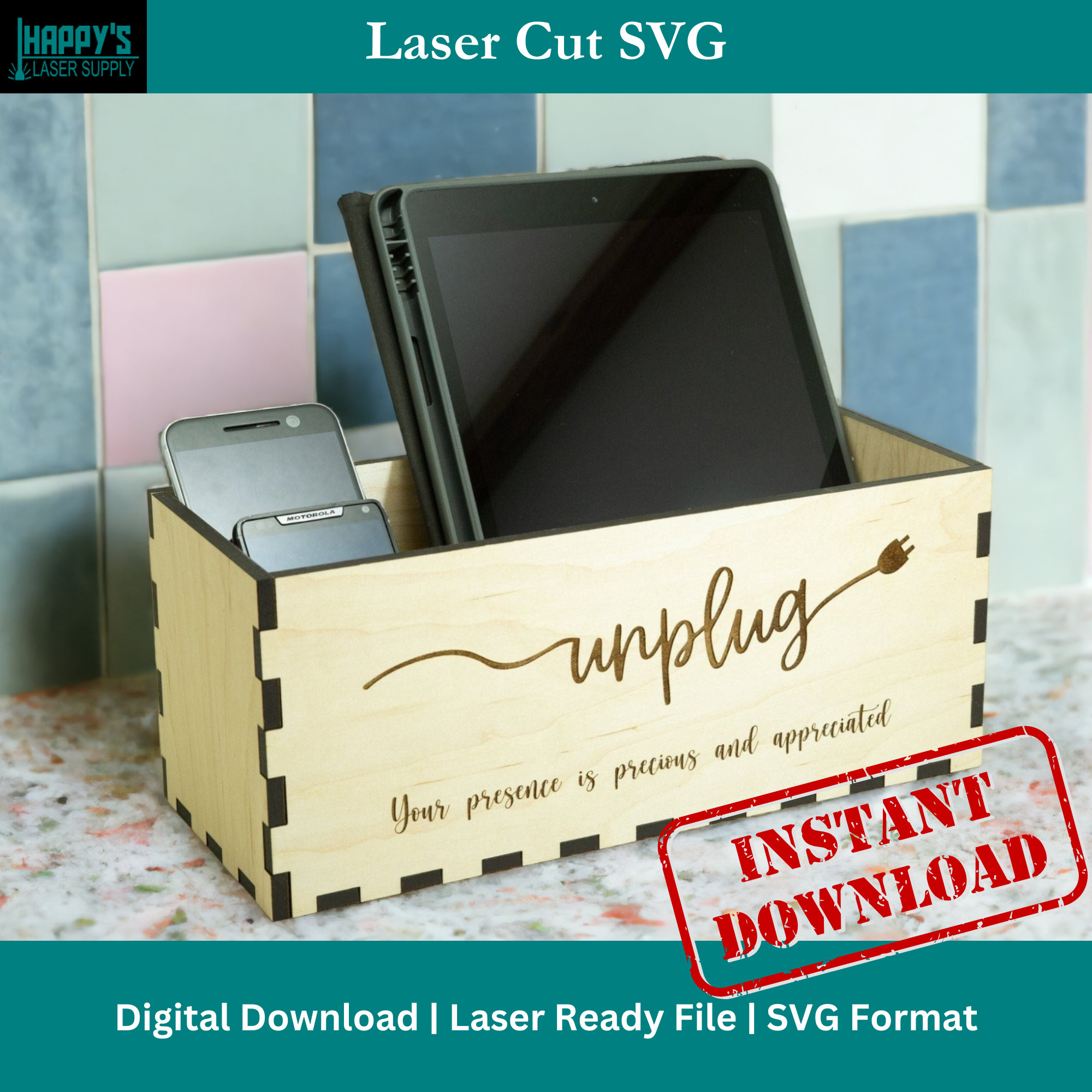 Unplug Charging Box Svg Laser File, Perfect Place to Charge Unplug ...