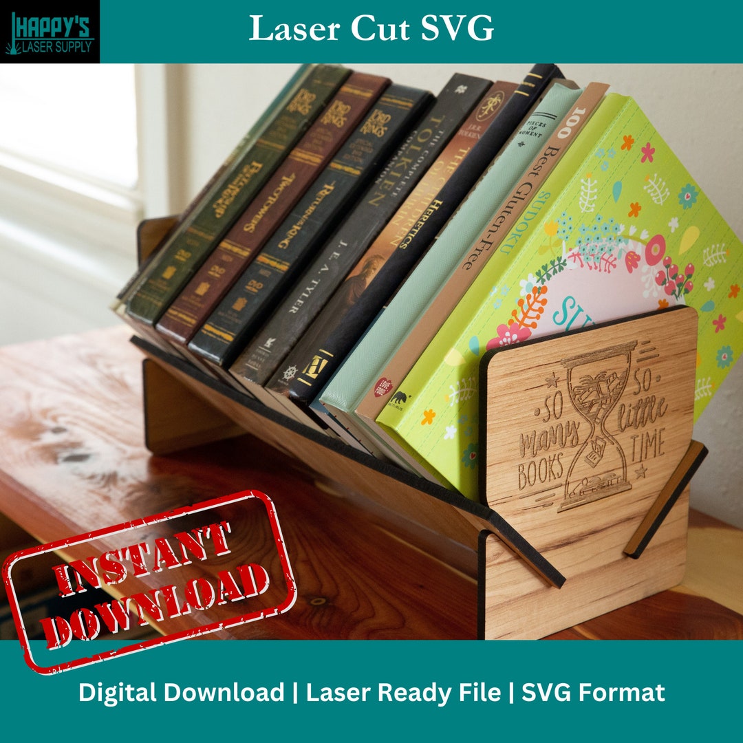 Table Top Book Shelf SVG Laser Cut File, Free Standing Bookcase, Home ...