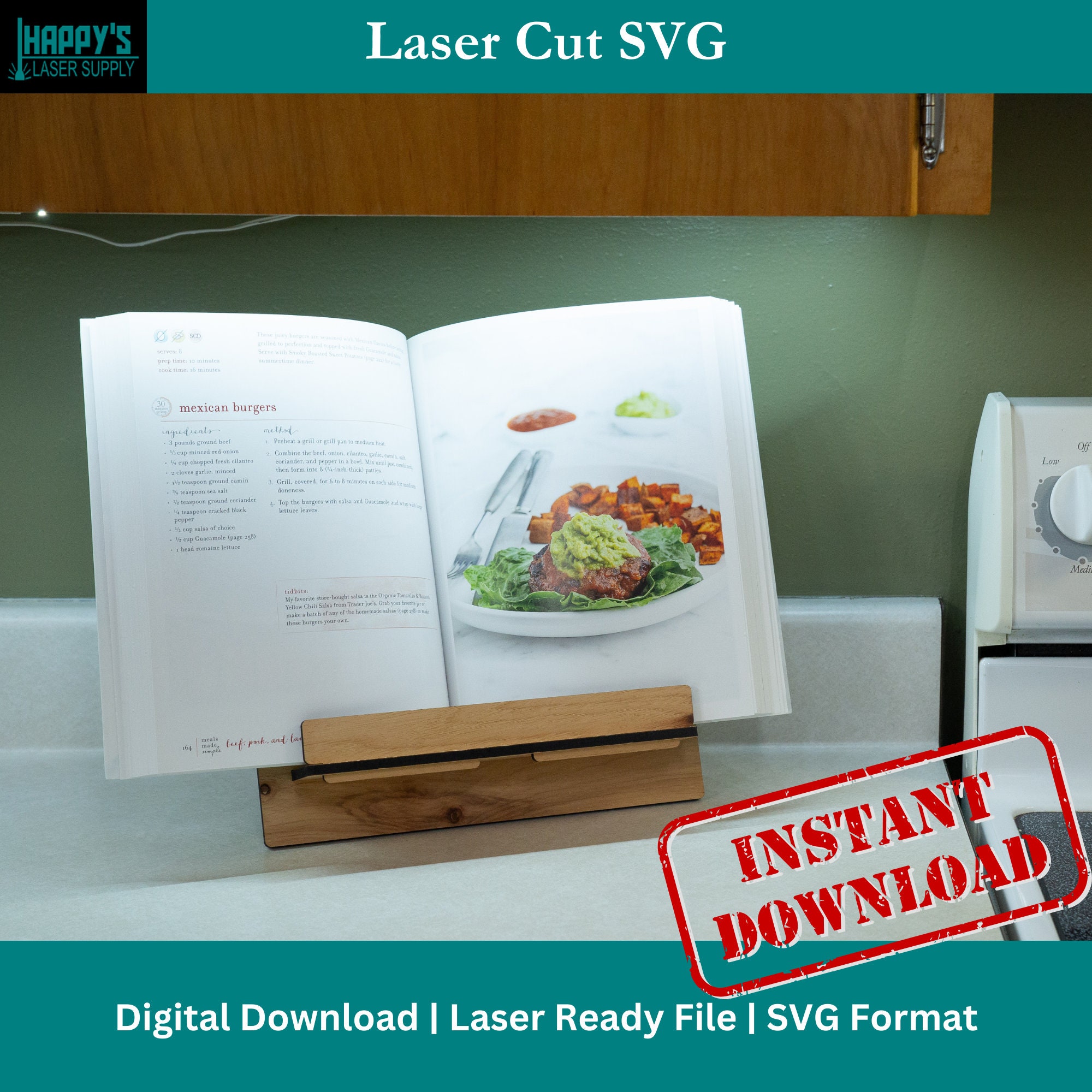 Cookbook Stand Svg File Download, Cookbook Stand, Cook Book Holder ...