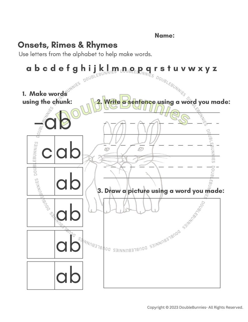Onsets, Rimes & Rhymes / Making Words Using 2-letter Chunks! - Etsy