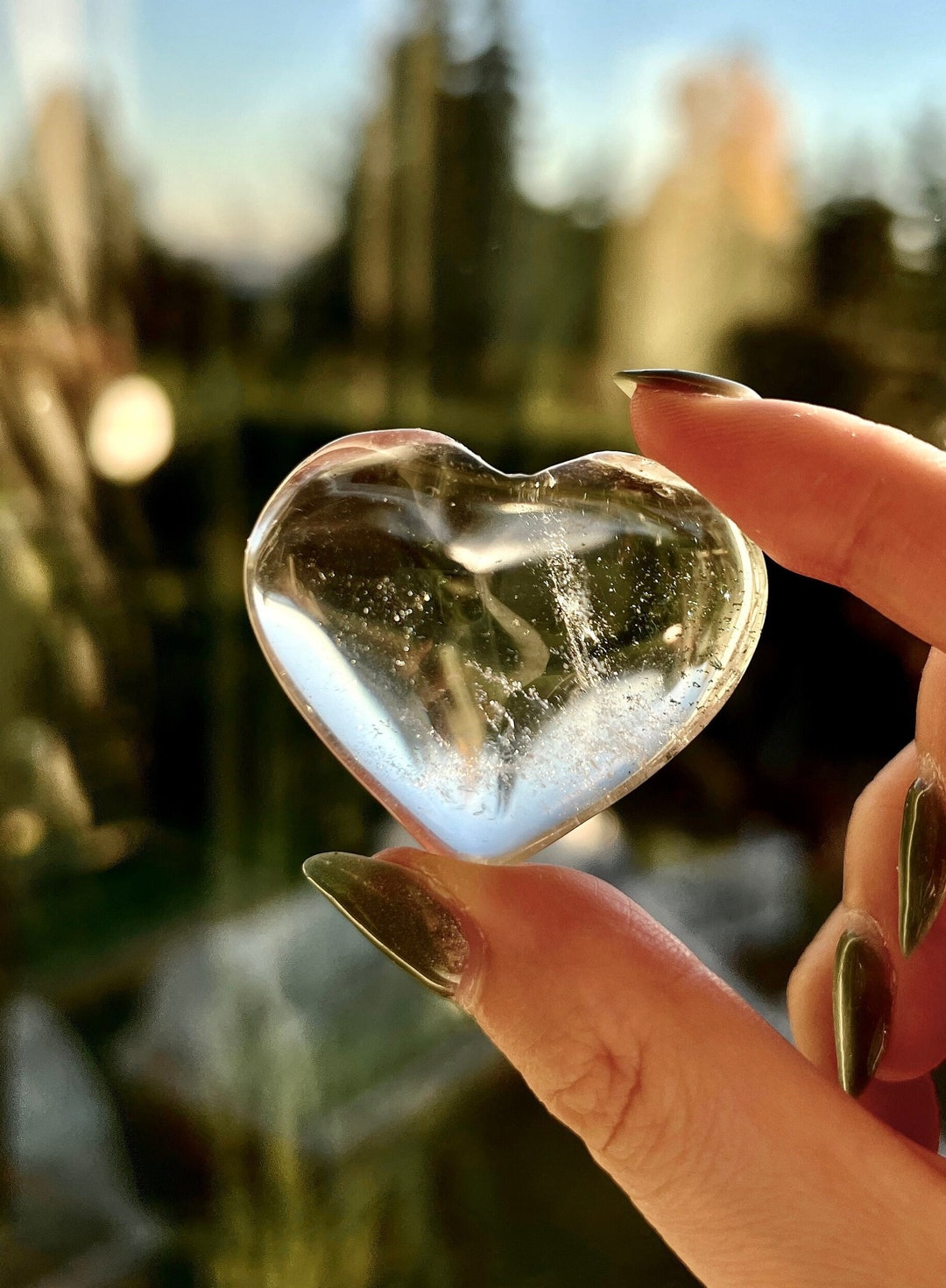 High Grade Clear Quartz Heart Carving, Puffy Heart, Polished Clear ...