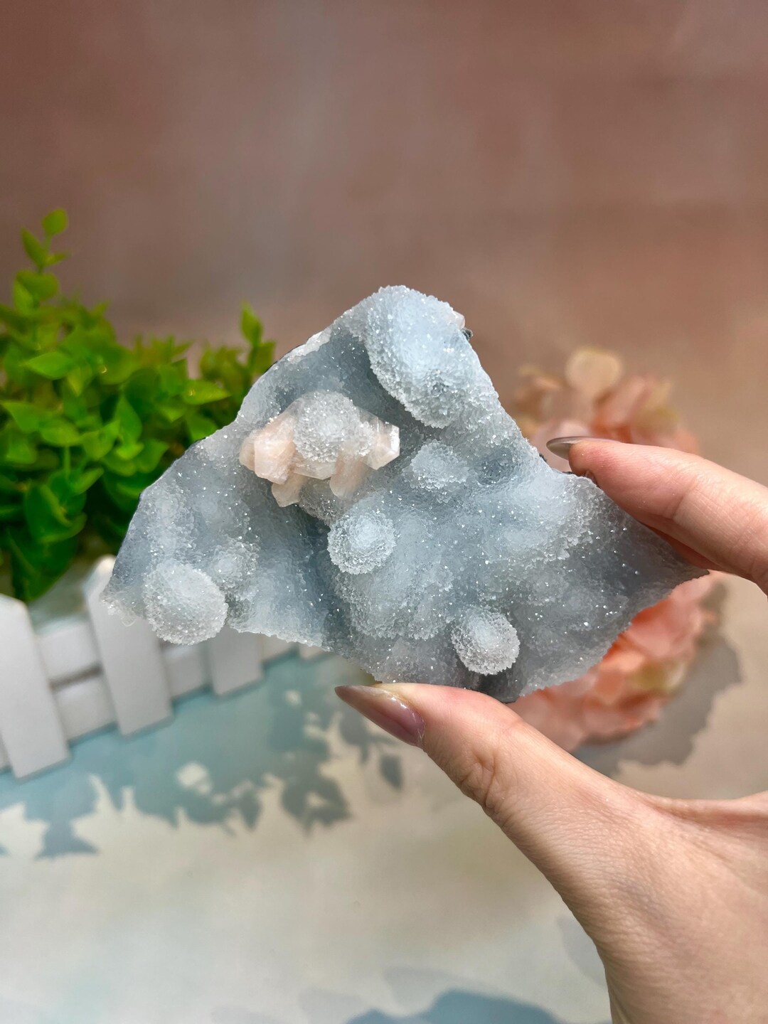RARE High Quality Sparkling Baby Blue Druzy Chalcedony Stalactite With ...