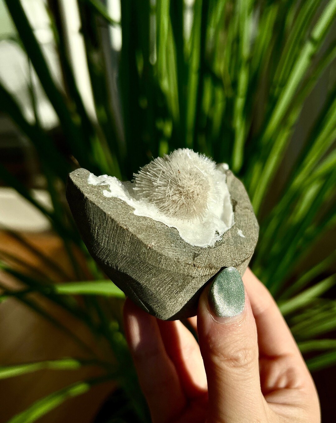 Unique Flower Ball Shape Scolecite Spray Inside Quartz Geode, Scolecite ...