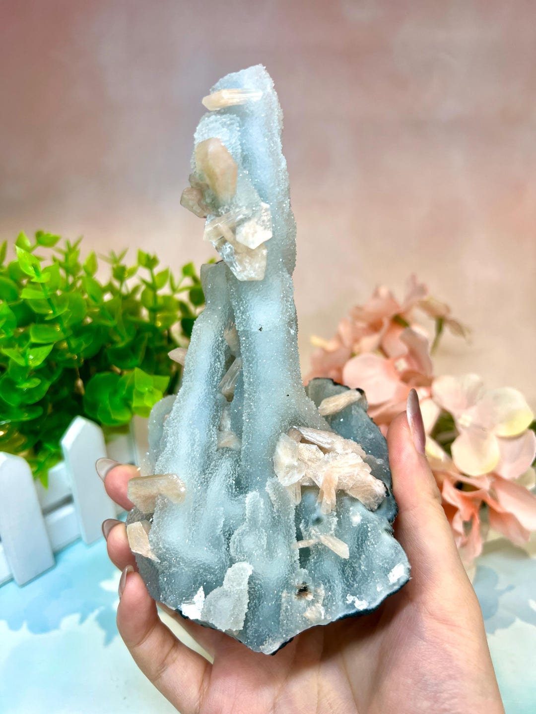 RARE High Quality Sparkling Baby Blue Druzy Chalcedony Stalactite With ...
