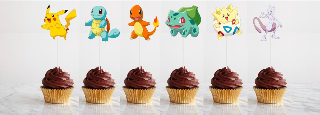 Pokemon Cupcake Toppers/party Stickers/birthdays/cake Topper/kid's ...