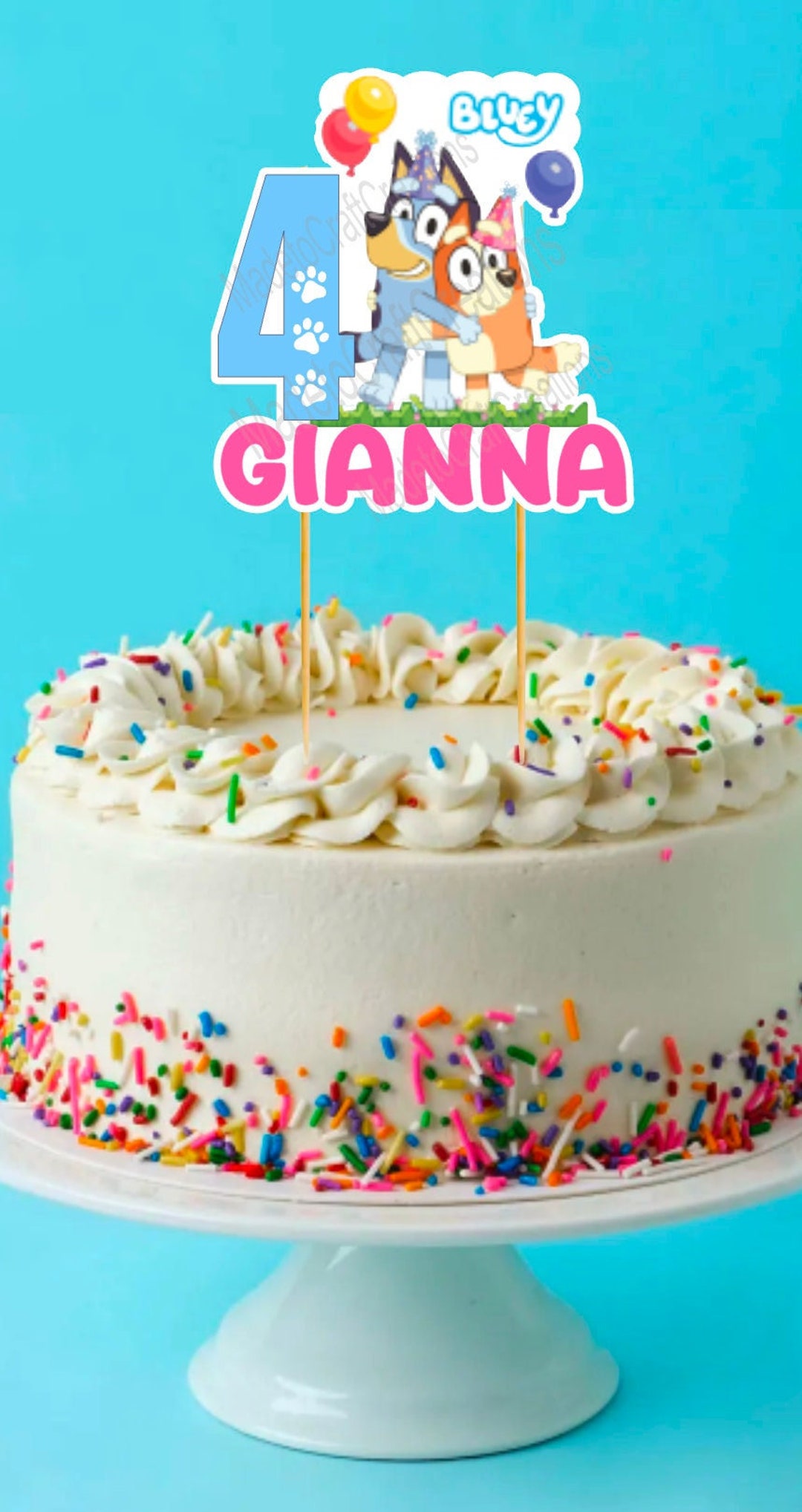 Bluey Cake Topper/party Stickers/birthdays/cake Topper/kid's Birthday ...