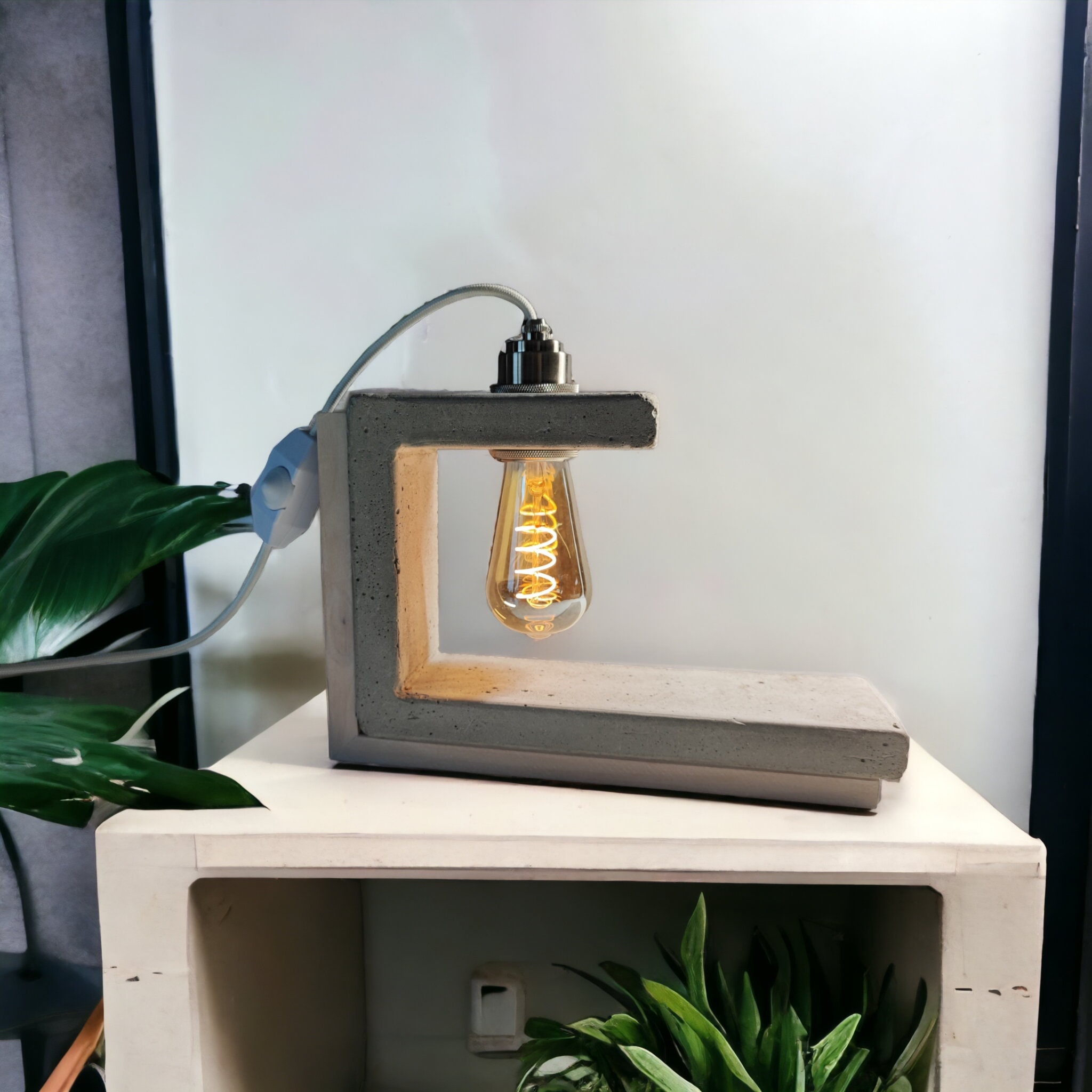 OPTANGLE white Concrete Lamp / Concrete Lamp, Concrete Lamp, Desk Lamp ...