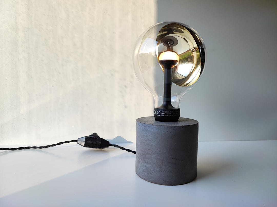CYLUX black Concrete Lamp / Desk Lamp, Bedside Lamp, Dimmable Lamp - Etsy