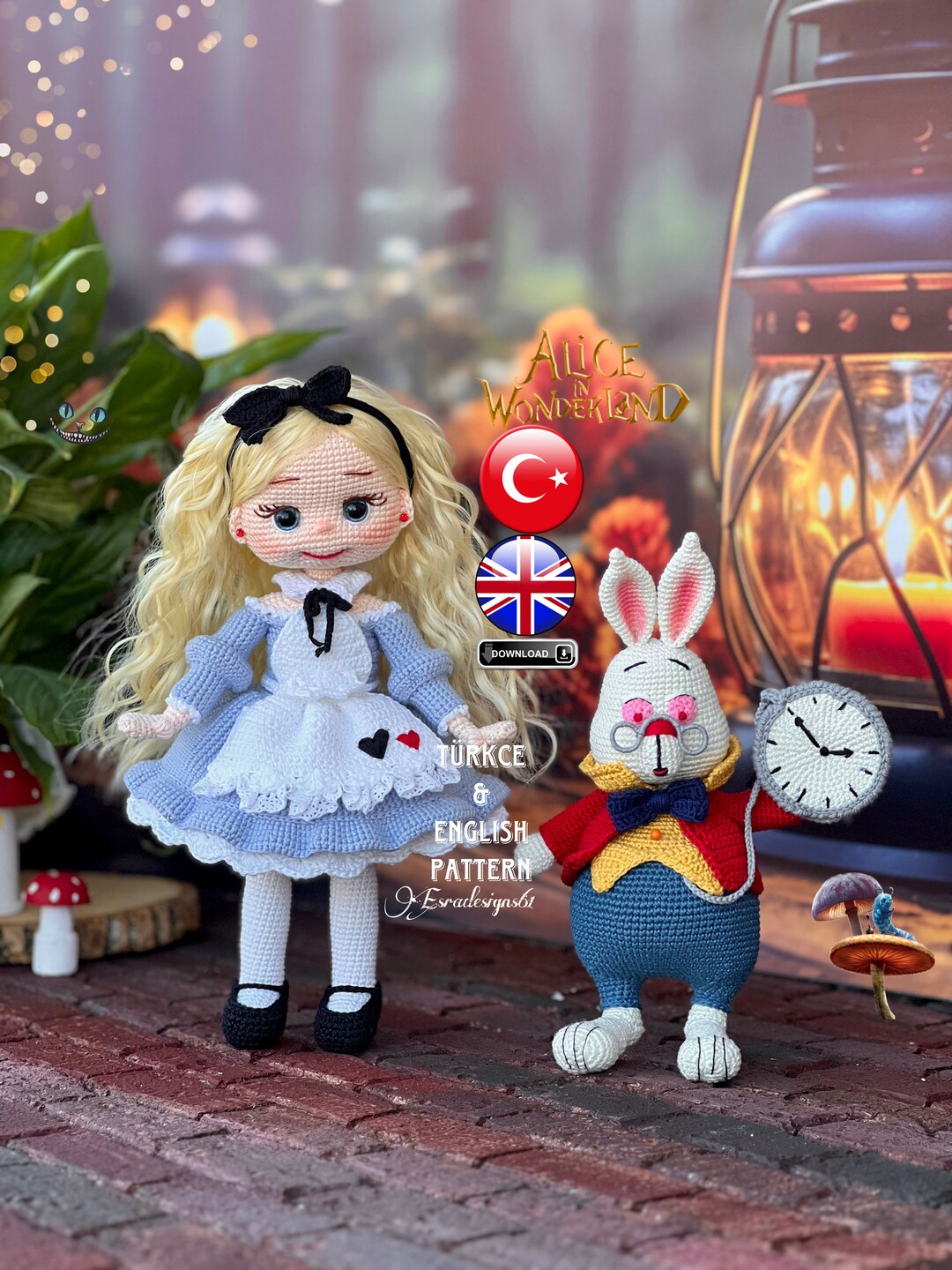 Alice and White Rabbit English Pattern , Crochet Alice Pattern ...