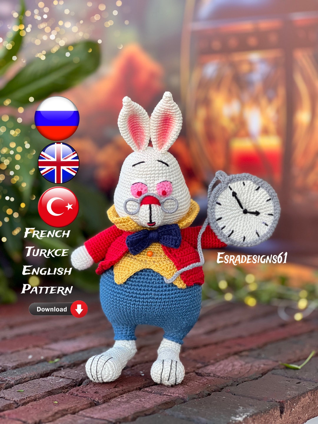 White Rabbit English Pattern - Etsy