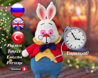 PDF Alice in Wonderland and White Rabbit english Pattern - Etsy