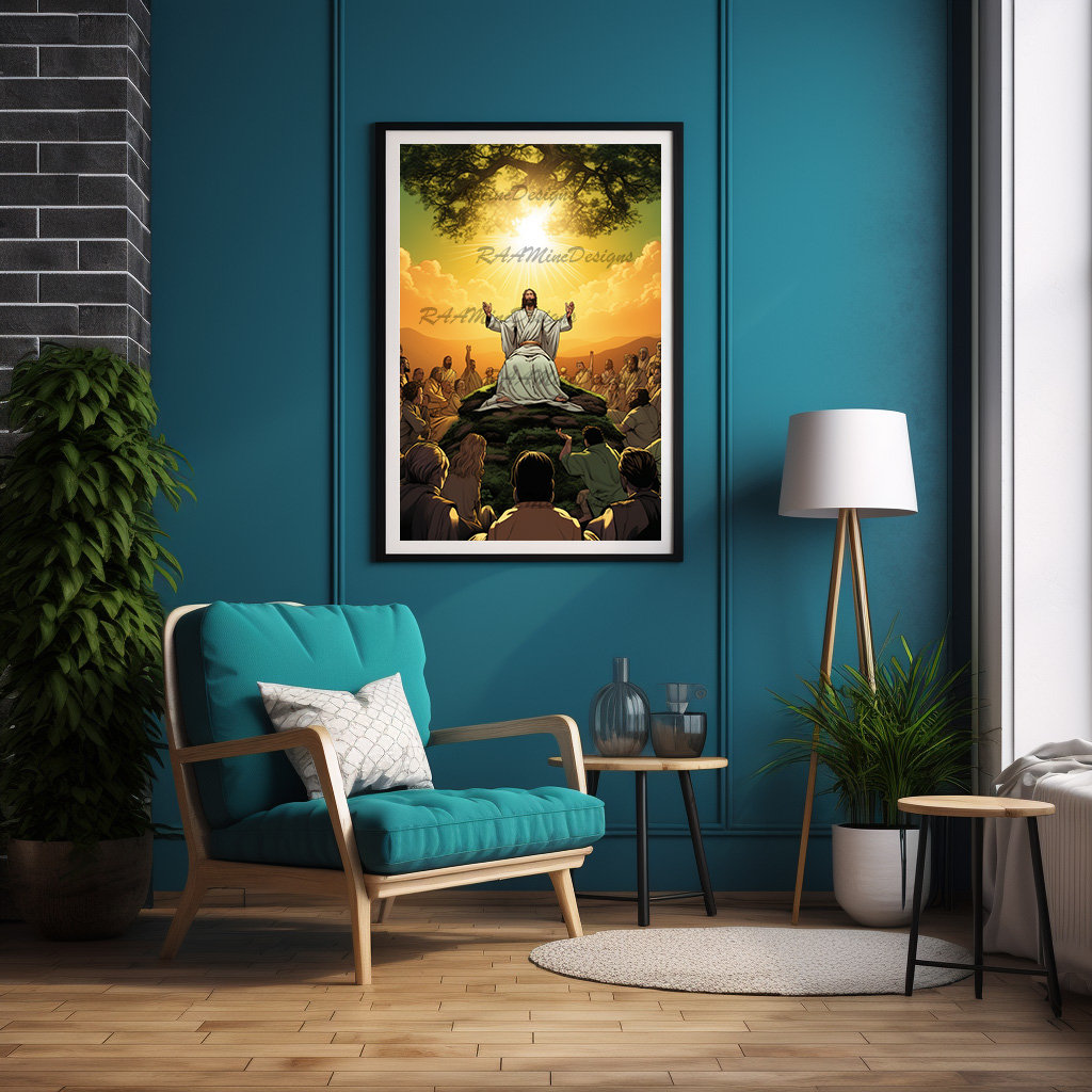 Jesus Sermon on the Mount DIGITAL PRINTS, Bible Art, Modern Bible Verse ...
