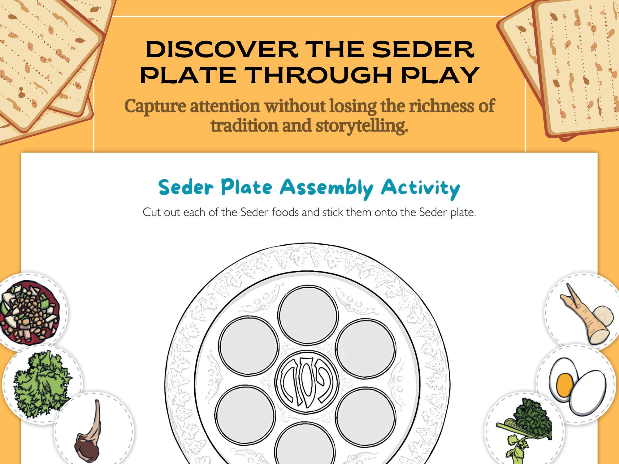 Passover Seder Plate Activity Sheet for Kids Pesach Educational Jewish ...