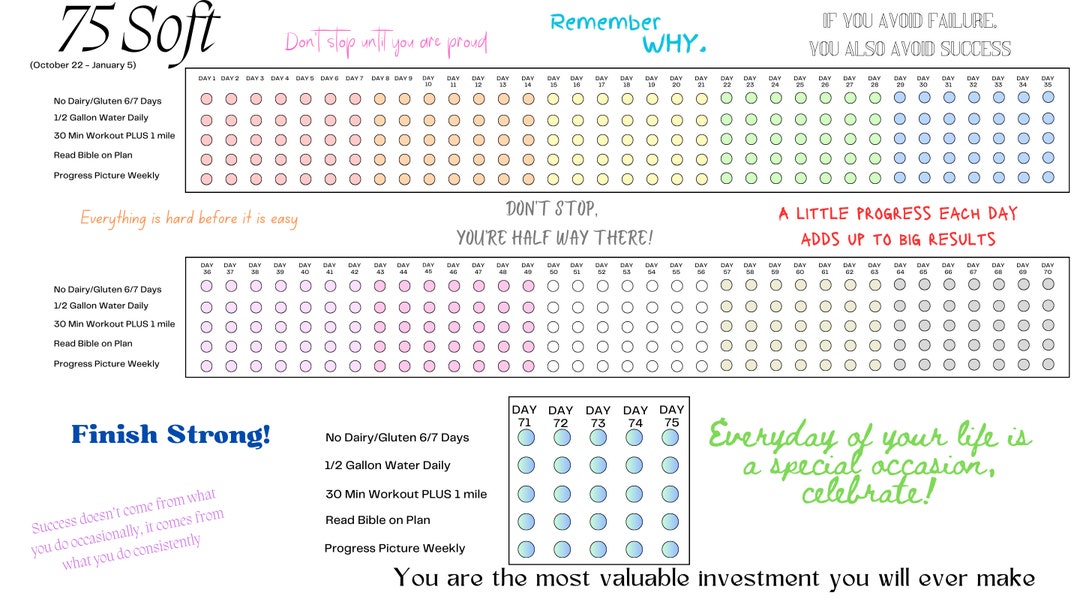 75 Soft Colorful- One Page- Editable- With Inspirational Quotes - Etsy