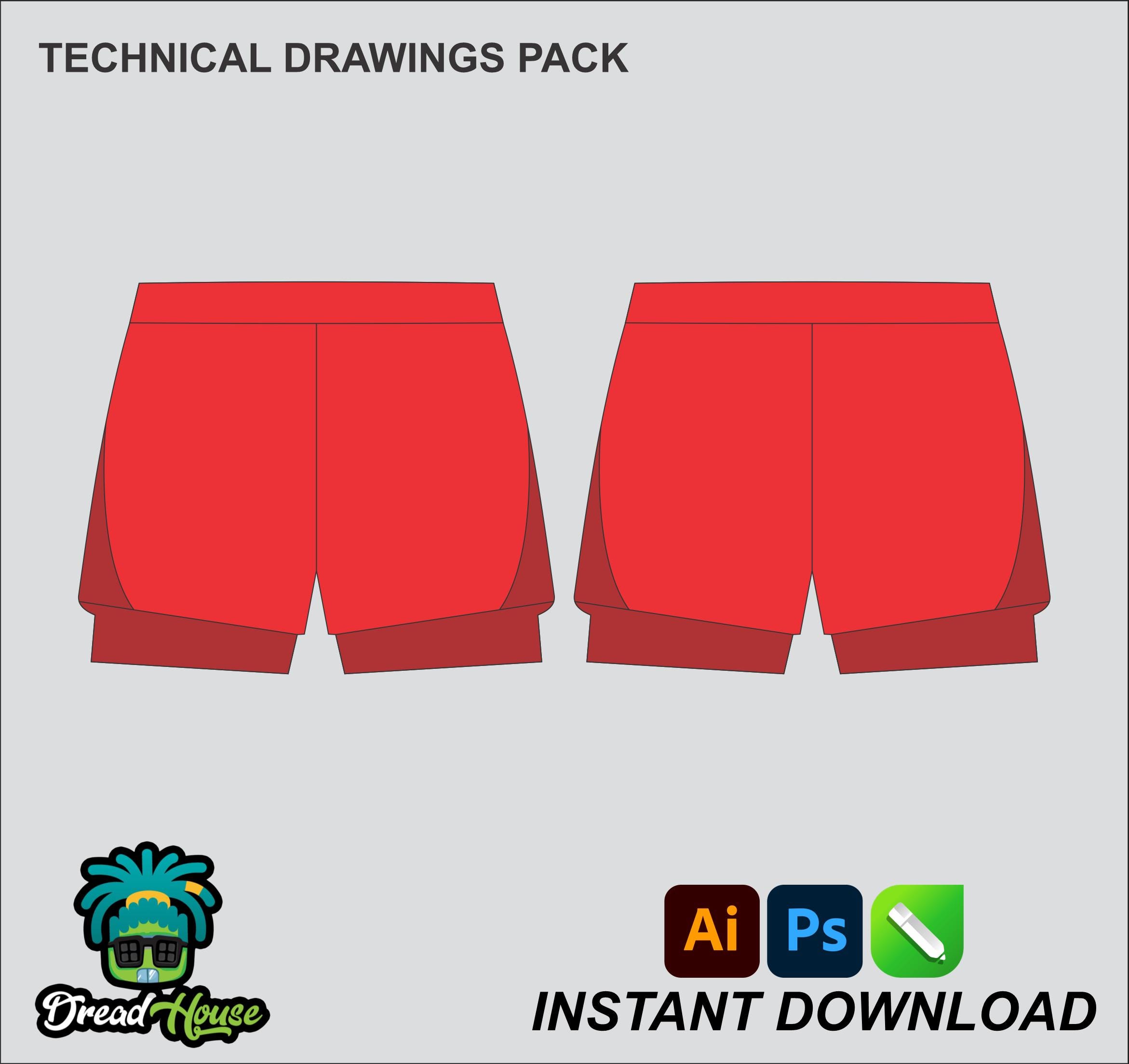 Double Layer Shorts Mock up Editable 2D Mbl Tech Pack Streetwear ...