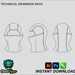 Ski Mask Mock up Editable 2D Tech Pack Streetwear Clothing Vector ...