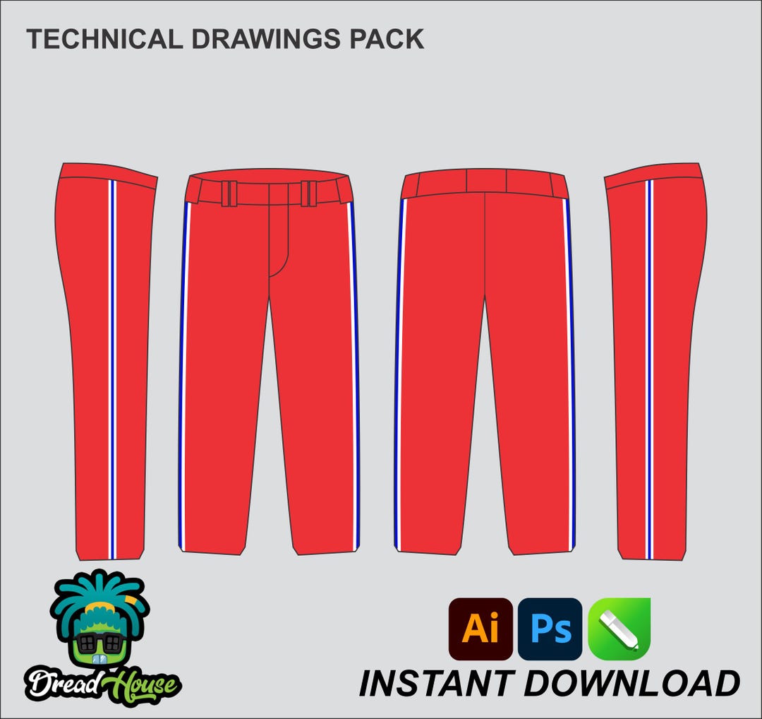 Baseball Pants Mock up Editable 2D Mbl Tech Pack Streetwear Clothing ...