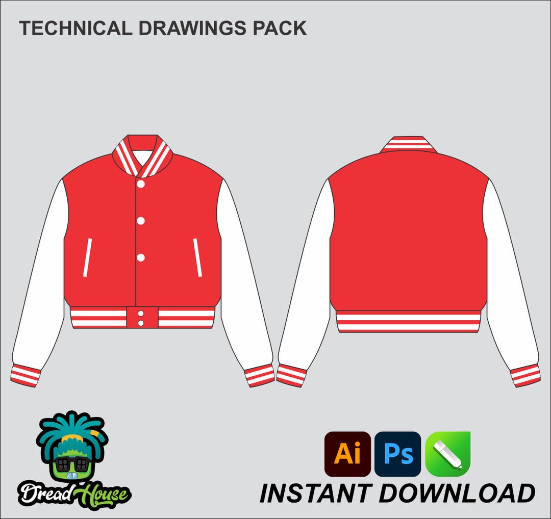Women’s Cropped Varsity Jacket Mock up Editable 2D Streetwear Clothing ...