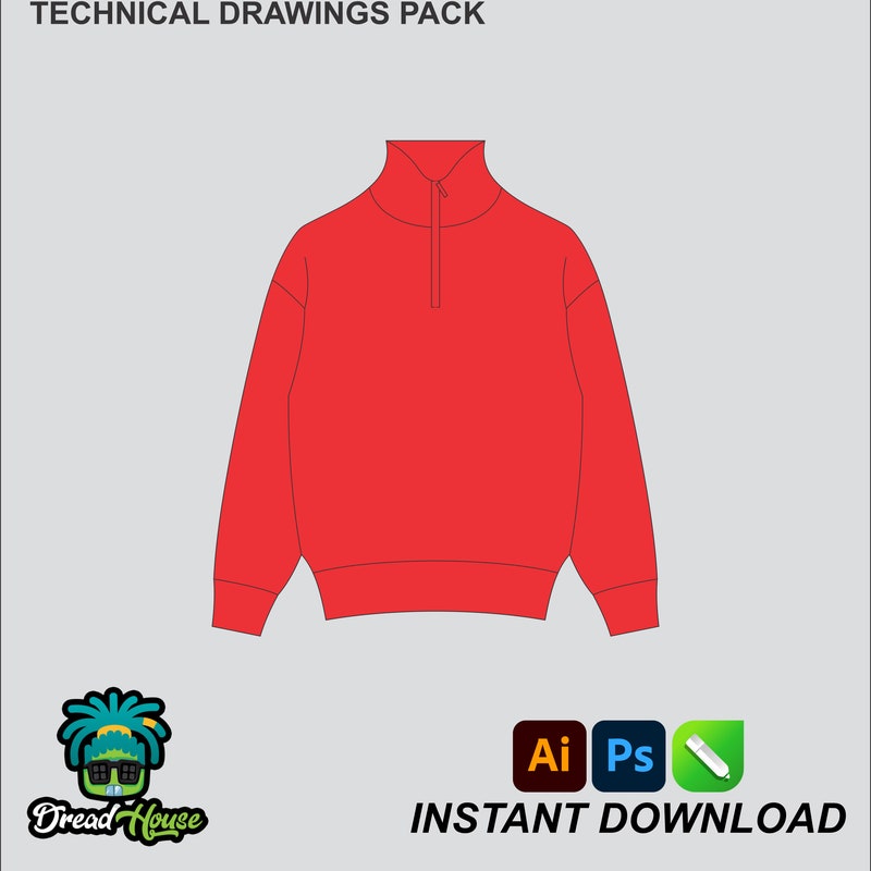 Quarter Zip Template - Etsy