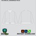 Varsity Jacket Mock up Editable 2D Tech Pack Streetwear Clothing Vector ...