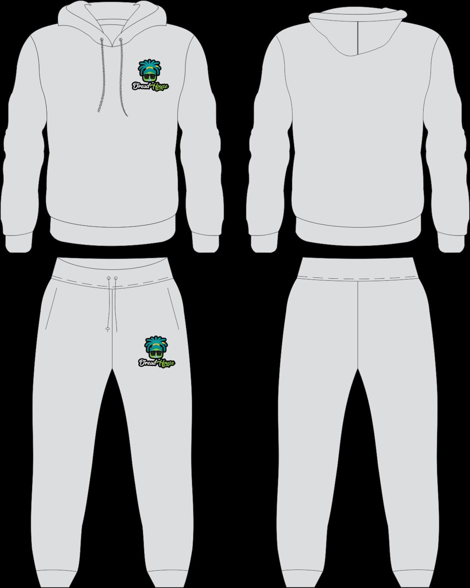 Jogger Set Mock up Editable 2D Tech Pack Streetwear Clothing Jogging ...