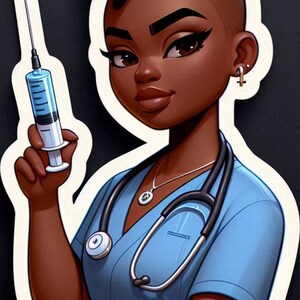 Black Girl Dreadlock Loc Doctor Nurse Sticker Medical Field Stickers ...