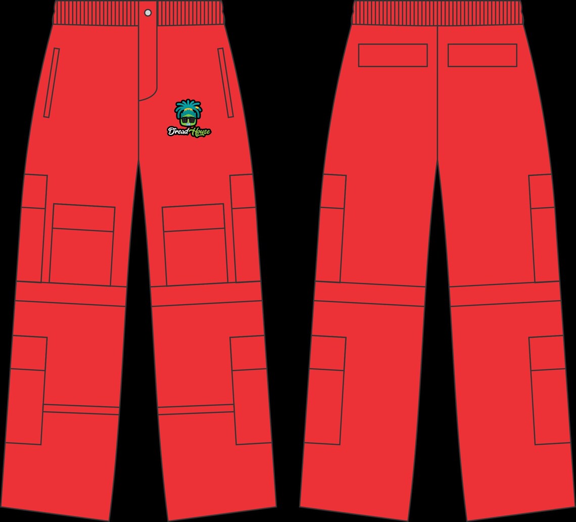 Baggy Cargo Pants Mock up Editable 2D Tech Pack Streetwear Clothing ...