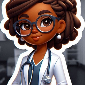 Black Girl Dreadlock Loc Doctor Nurse Sticker Medical Field Stickers ...