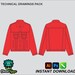 Denim Jacket Mock up Editable 2D Tech Pack Streetwear Clothing Vector ...