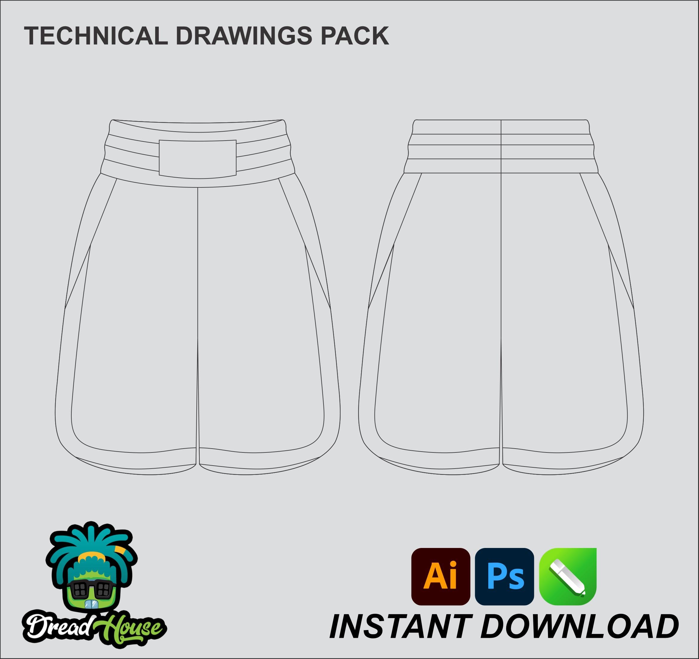 Boxing Shorts Mock up Editable 2D Mbl Tech Pack Streetwear Clothing ...