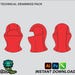 Ski Mask Mock up Editable 2D Tech Pack Streetwear Clothing Vector ...